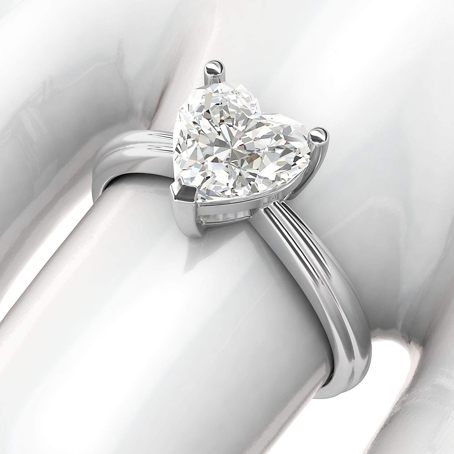 Sterling Silver Simulated Heart-shaped Diamond Engagement Ring Raised Shank Promise Bridal Ring (5)