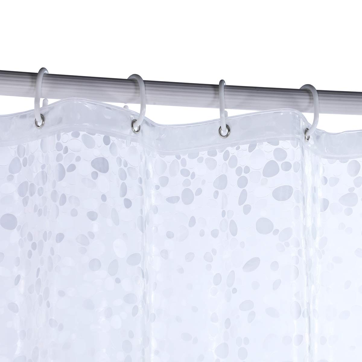 WellColor Short Shower Curtain Liner 65 inch, Pebble Translucent EVA Bath Shower Liners, Heavy Duty, Cobblestone, 72 x 65 inch
