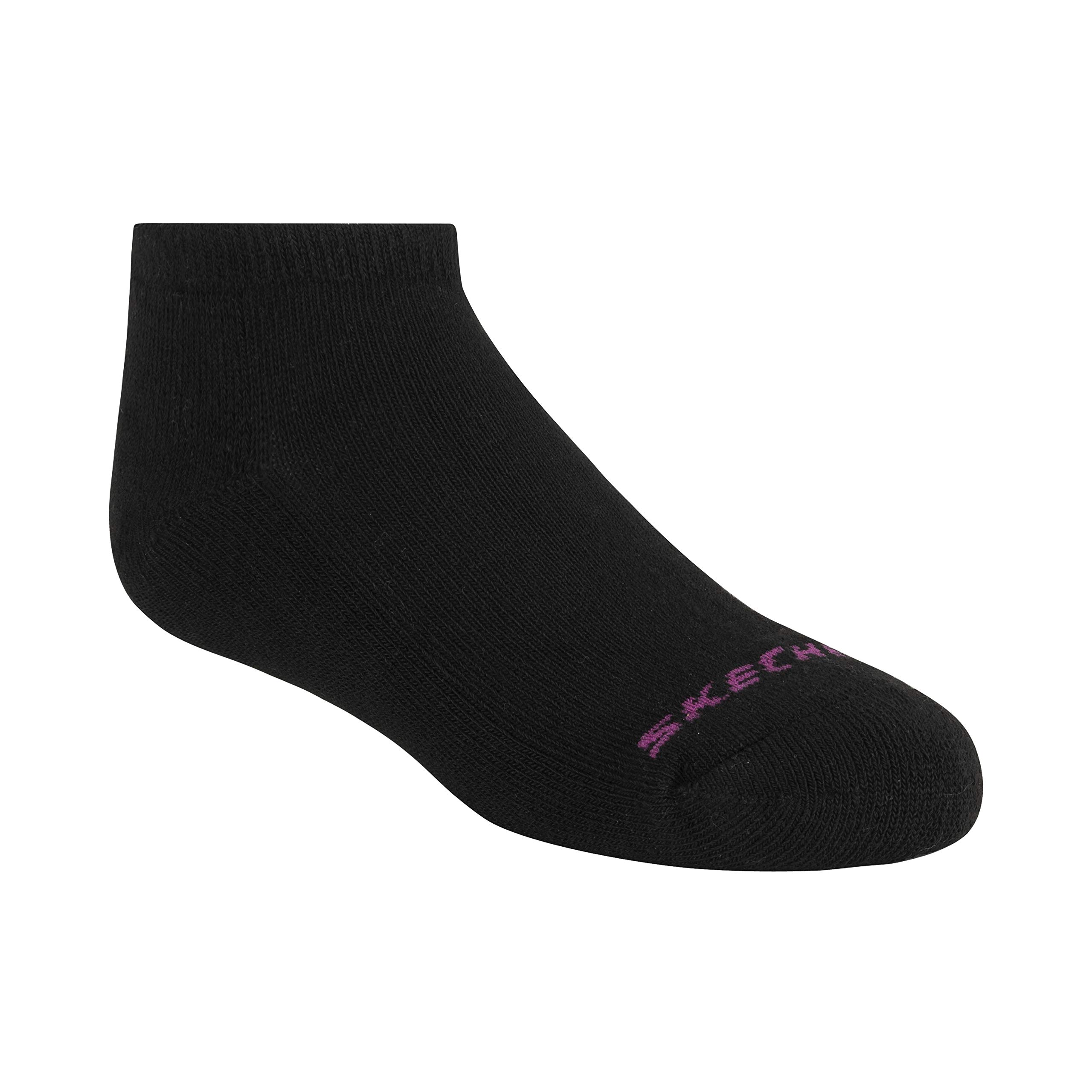 Skechers Kids Girls' Little 10 Pack No Show Socks, Black/Multi, 9-11