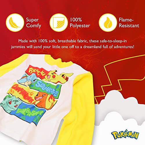 Pokemon Big Boys’ Polyester Pajama Set, Fave Four, 8