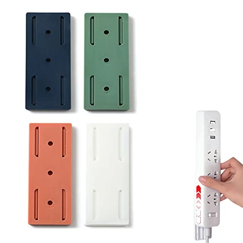 ZUICC 4PCS Self-Adhesive Desktop Socket Fixer,Self Adhesive Power Strip Holder,Plug-in Socket Fixer Bracket Stand,Punch-Free Wall-Mounted Power Strip Holder Mount,Power Strip Wall Mount Fixator