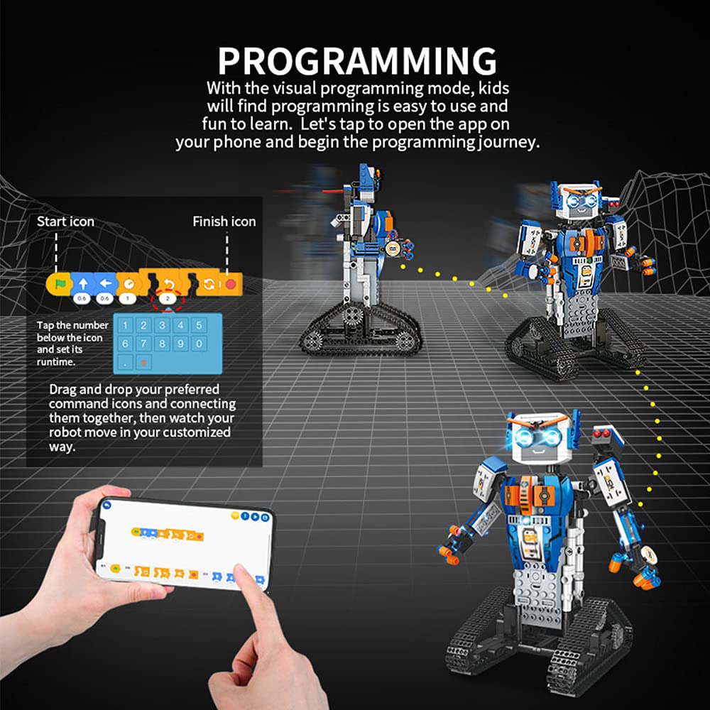 Ulanlan Remote Control Robot Building Blocks Set Mechanic Gear Education Kit, Engineering STEM Building Toys, Robot Building Kit, Best Birthday Gift for Kids, Adults and Teens 408PCS