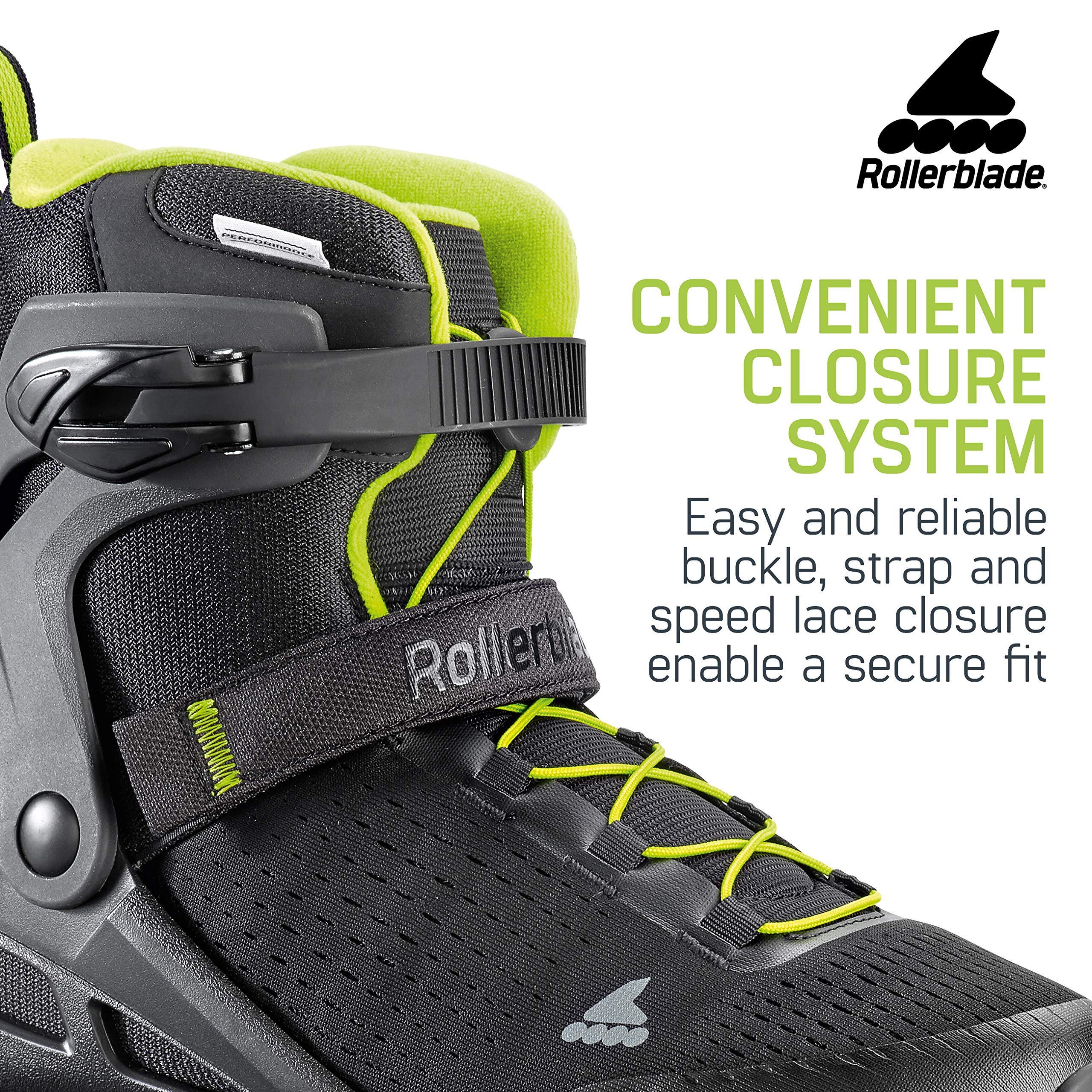 Rollerblade Zetrablade Elite Men's Adult Fitness Inline Skate, Black and Lime, Performance Inline Skates