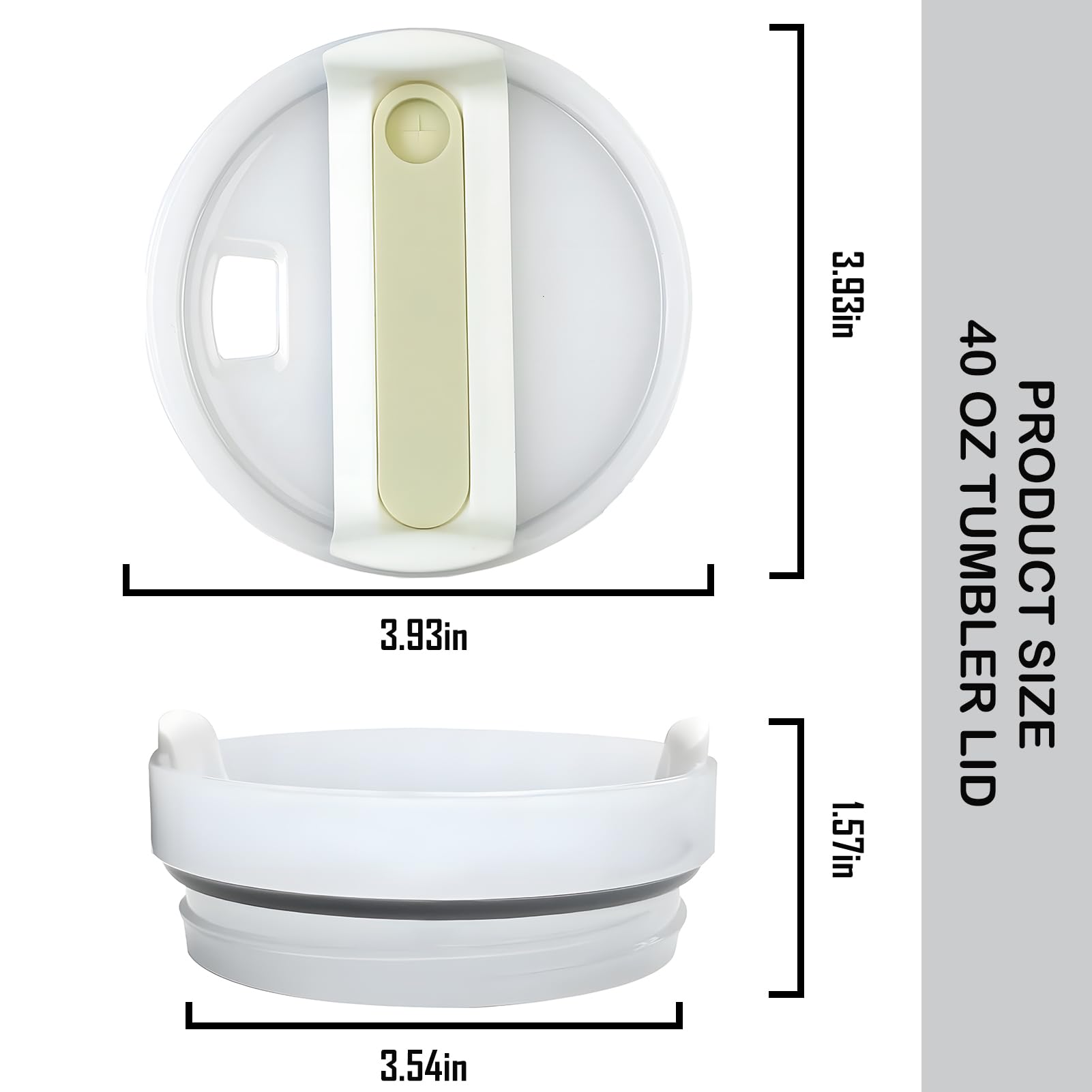 Replacement Lid for Stanley 40 OZ Tumbler With Handle and Straw, Flip Spill Stopper and Leak Proof cover Accessories for Stanley Quencher Cup (Cream White, 2Pcs)