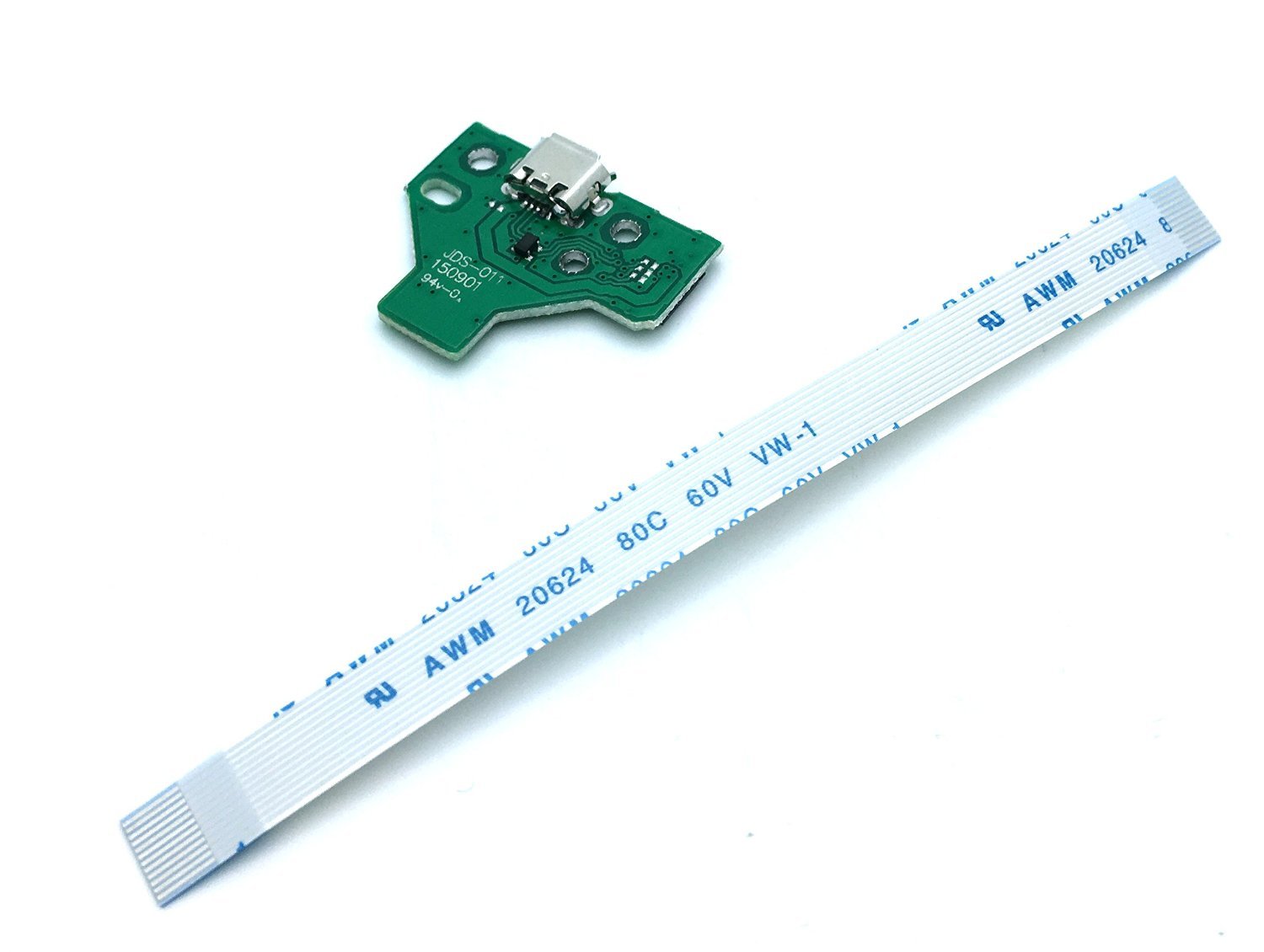 ProMaxi Rinbers® USB Charging Port Socket Board JDS-011 for SONY PS4 2nd Gen Controller with 12 Pin Power Switch Ribbon Cable