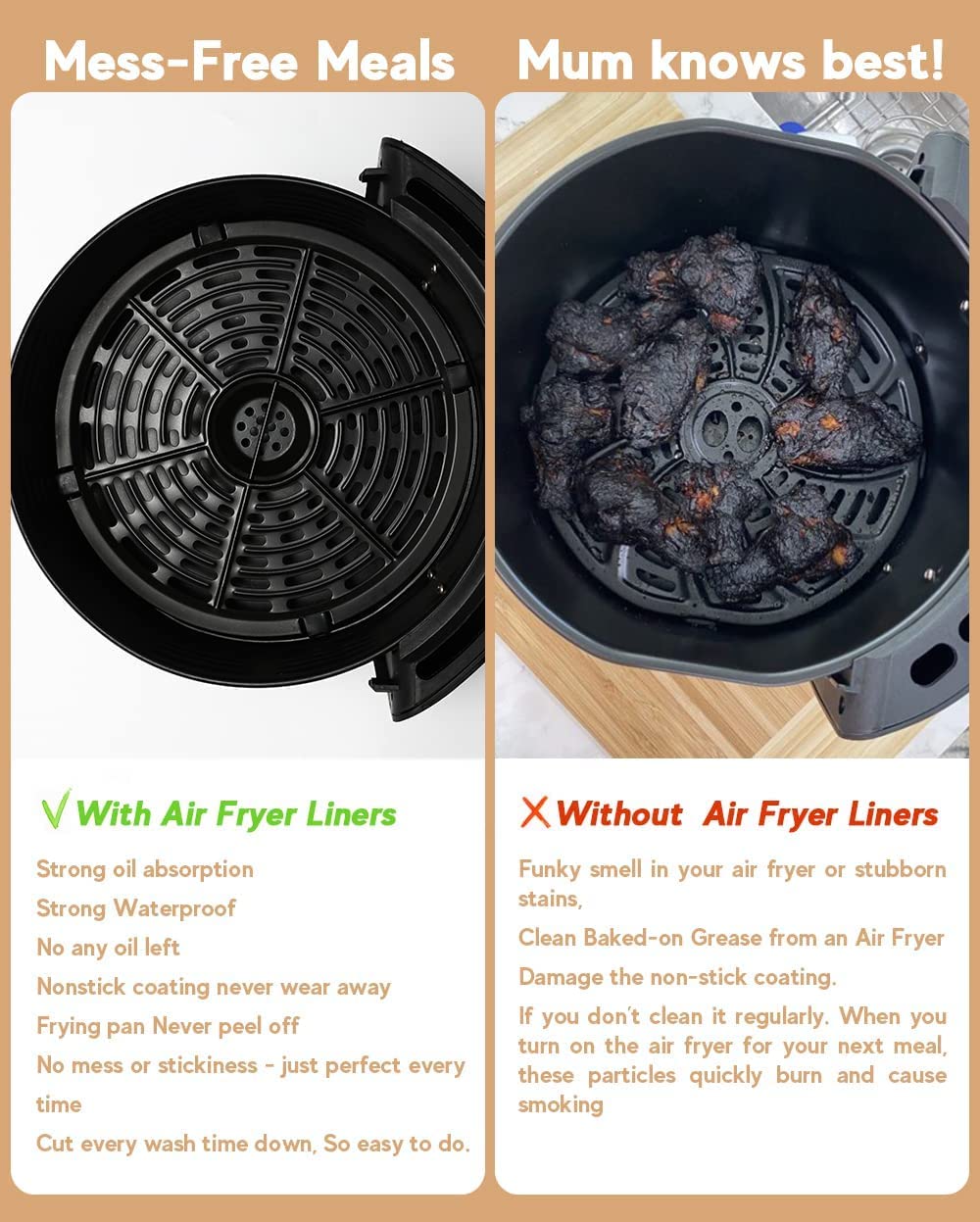 Velaxs Air Fryer Liners Disposable, Cooking Nonstick Filter Inserts Liners, Microwave Frying Pan Parchment Paper, Oil-proof Baking Roasting Food Grade Paper Sheets for Air Fryer 100 pcs 6.3 inch Round