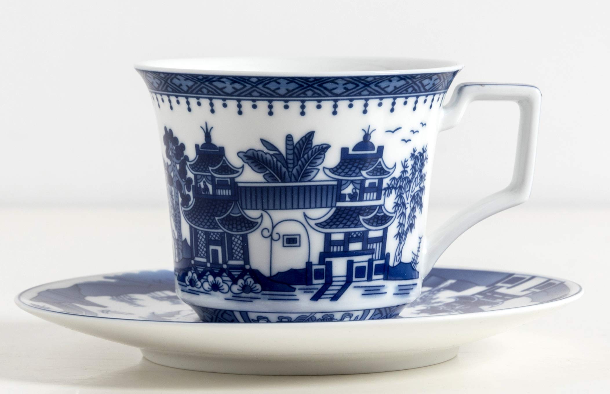 Pangu HandMade 10-Piece Dinnerware Set, Service for 2, Delft Blue, Blue and White, 2 Bowls, 2 Dishs, 2 Salad Plates, 2 Mugs and Saucers