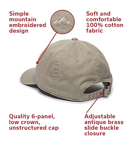 Outdoor Cap Standard Mountain dad hat-unstructured soft cotton cap, Khaki, One Size