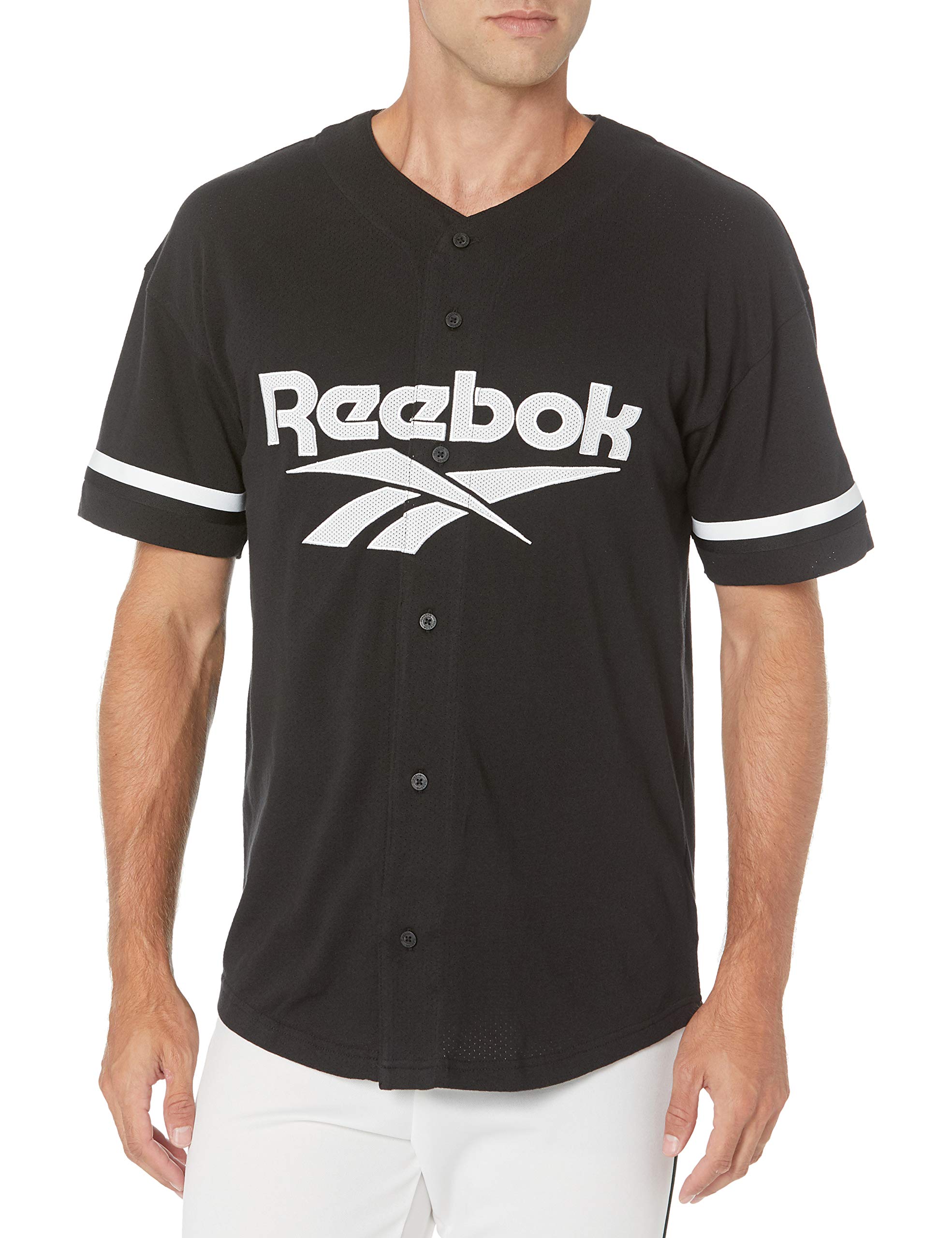 Reebok Classic Baseball Jersey Shirt, Black, XS