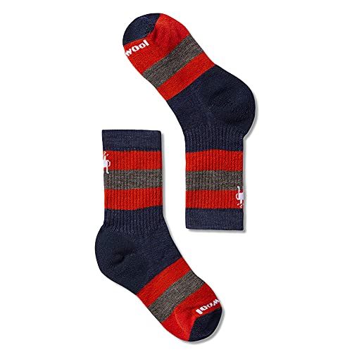 Smartwool Hike Medium Striped Crew (Toddler/Little Kid/Big Kid) Deep Navy SM (9 Toddler - 11.5 Little Kid)