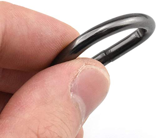 SKEMIX Extra Thick 4mm Welded Strong D Shape Rings D Ring Metal Heavy Duty Black 1” Inside Width 12 Pack for Dog Collars Harnesses Fabric Paracord DIY Strap Webbing Craft Smooth Rust Proof
