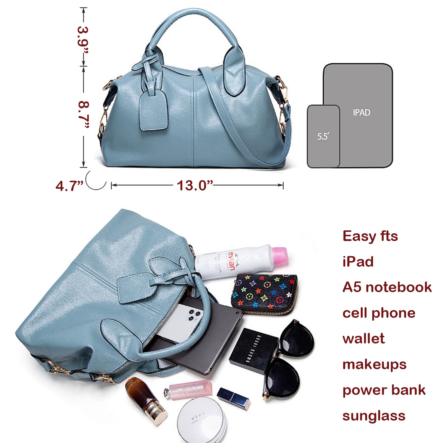 Women's Boston Bags Faux Leather Practical Shoulder Crossbody Hobo Handbag Top-Handle Satchel Purse (Red)
