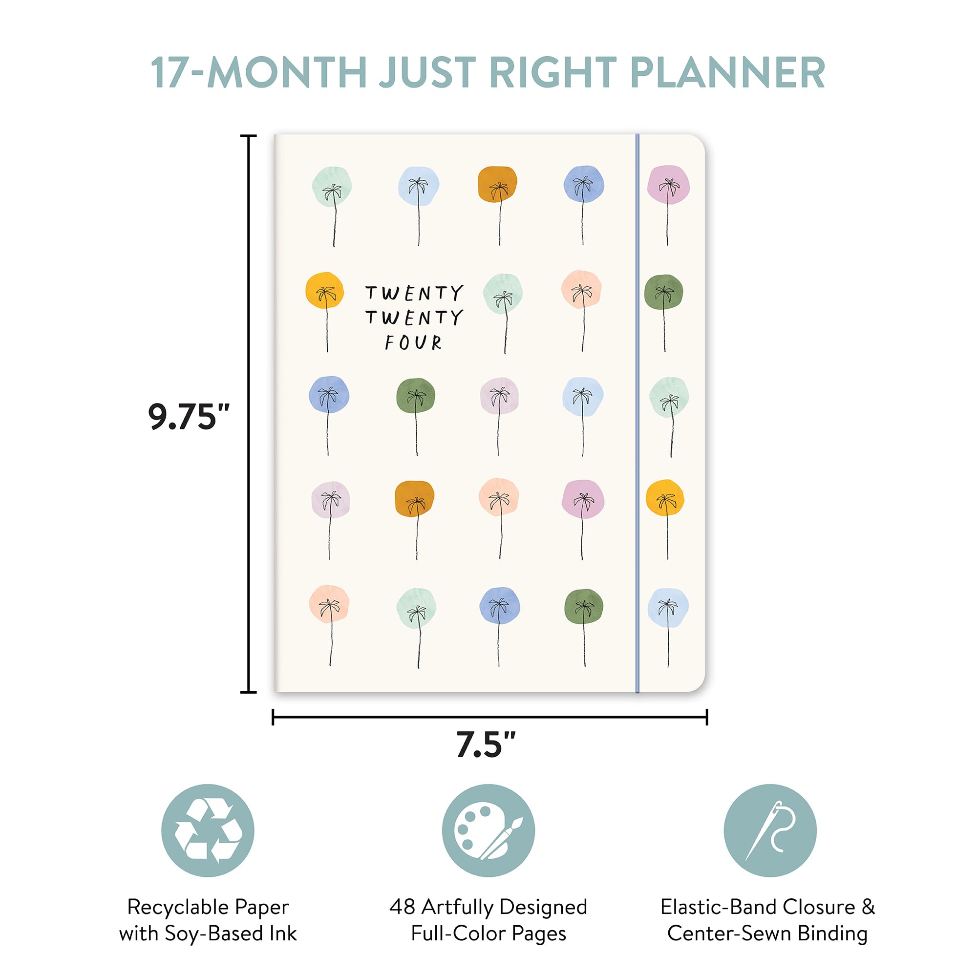 Orange Circle Studio Planner 2024, Just Right Monthly Calendar, Cute Notebook for To Do List, Appointment Book for Planning, With Storage Pocket & Elastic Closure, 17-Month Agenda for School/Work,