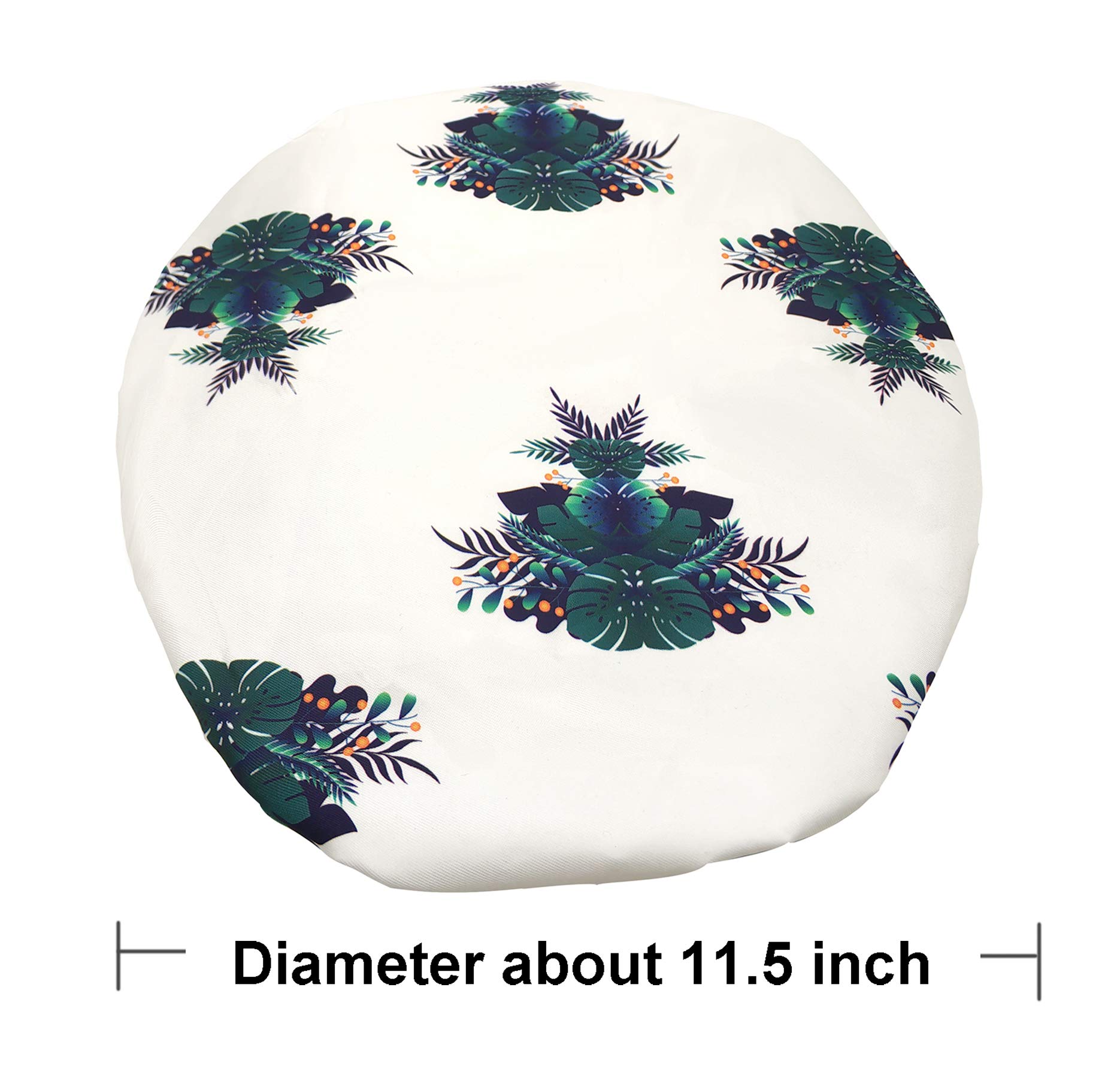 Shower Cap for Women,Reusable Waterproof Shower Caps with Adjustable Shape Forehead Knot Strap,Elasticized Hem Shower Hair Cap,Oversized for All Hair Lengths(Botanical Leaves Pattern Printed)