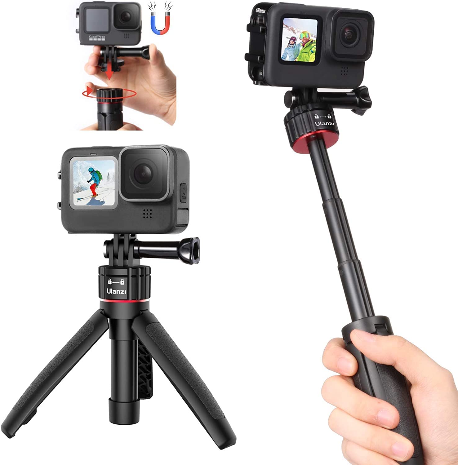 Selfie Stick Tripod Handle for - M31 Extendable Vlog Grip Quick Release Travel Tripod Stand for Hero 10/9/8/7/6/5 Black/Gopro Max DJI Osmo Action Insta 360 Action Camera Accessory Kits