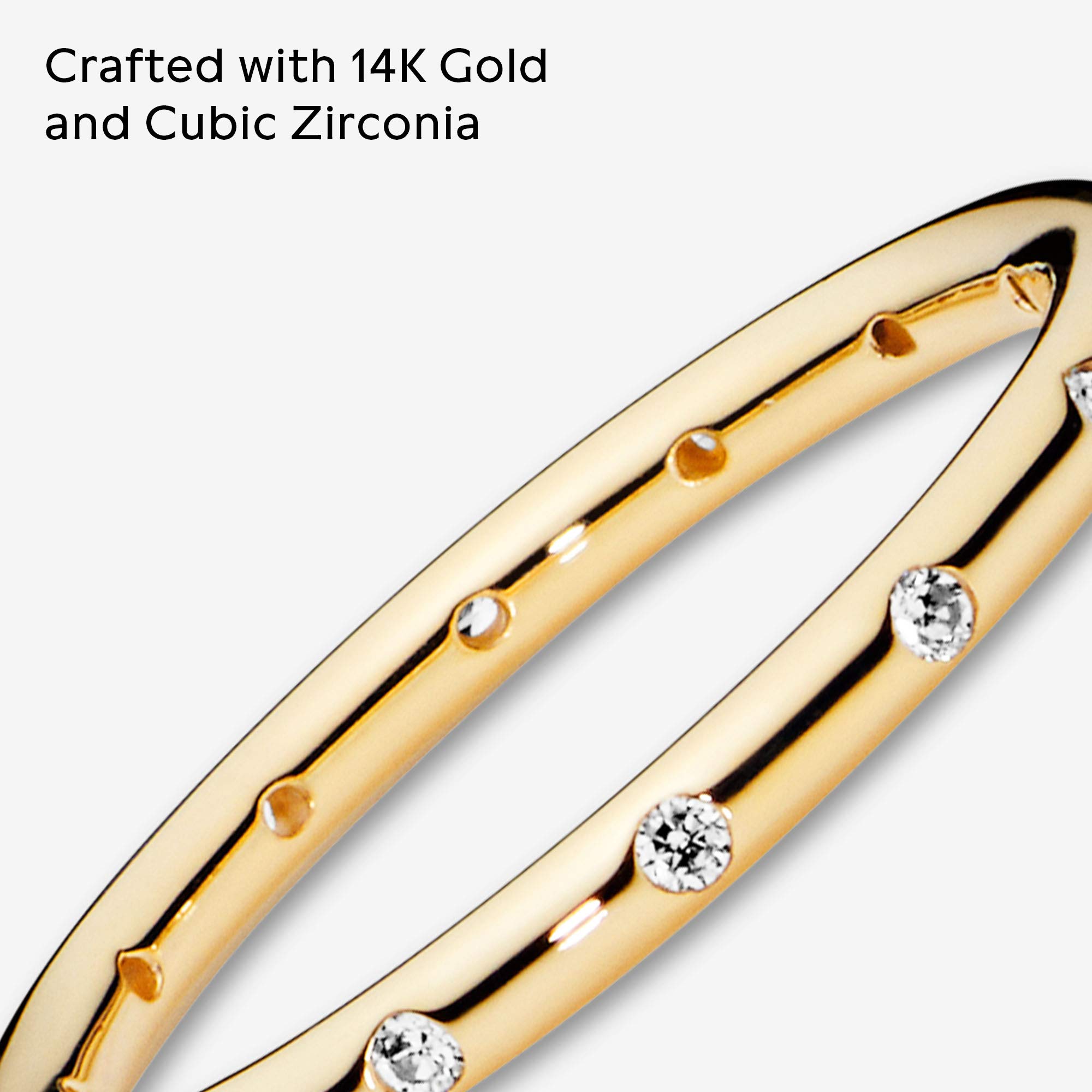 Pandora Jewelry Simple Sparkling Band Cubic Zirconia Ring in Gold 14K, Size 7.5