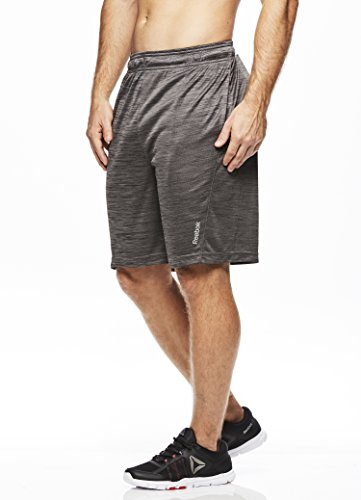 Reebok Men's Drawstring Shorts - Athletic Running & Workout Short w/Pockets - Cruz Short Charcoal Heather, Large