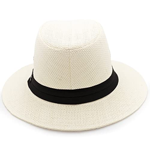 Panama Jack Natural Matte Toyo Safari Sun Hat with Black Band, 2 1/2 Brim, UPF (SPF) 50+ Sun Protection (Large)