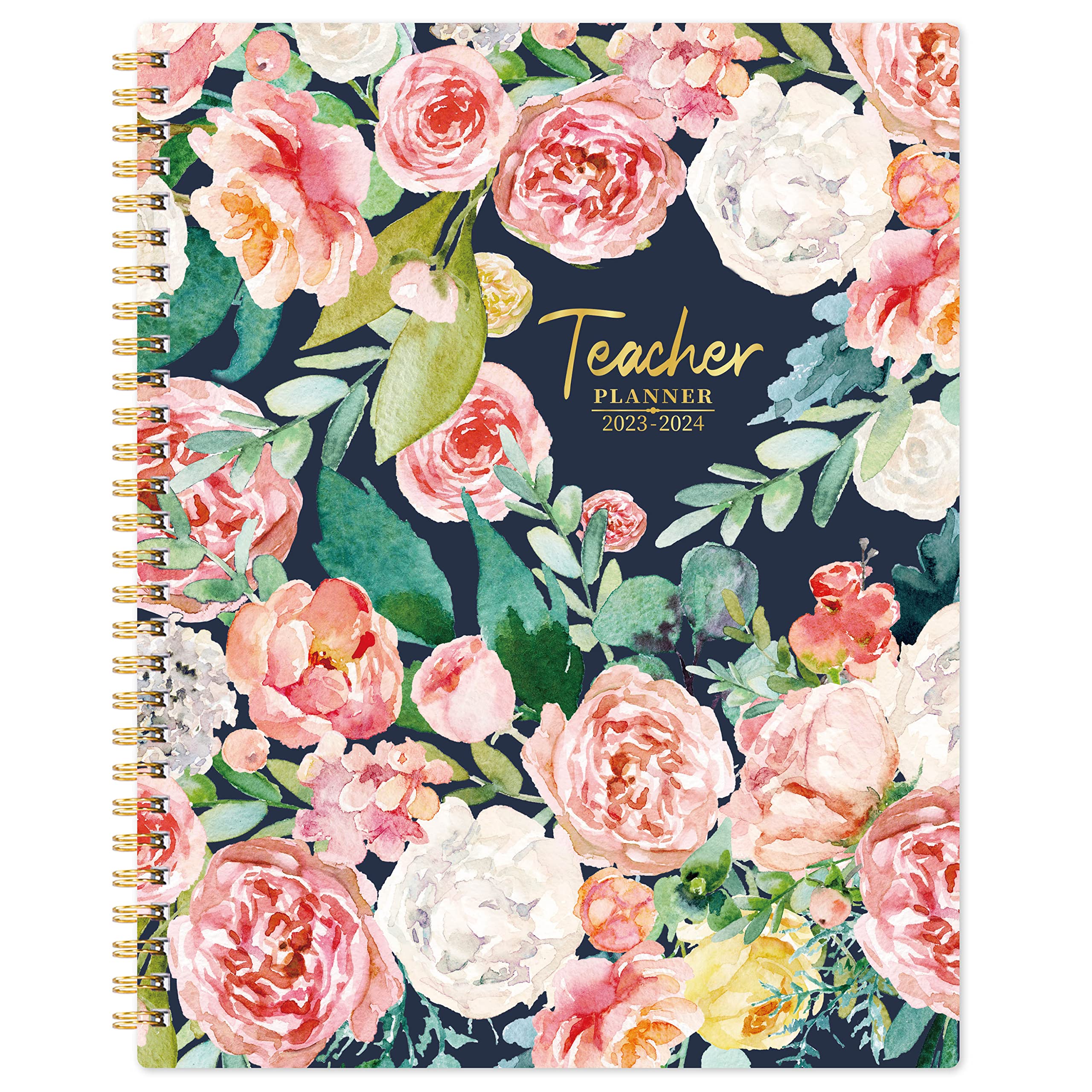 Teacher Planner 2023-2024 - 2023-2024 Teacher Planner, Academic Planner 2023-2024 from July 2023 to June 2024, 8" x 10", Teacher Lesson Plan Book with Quotes, Strong Twin-wire Binding - Floral