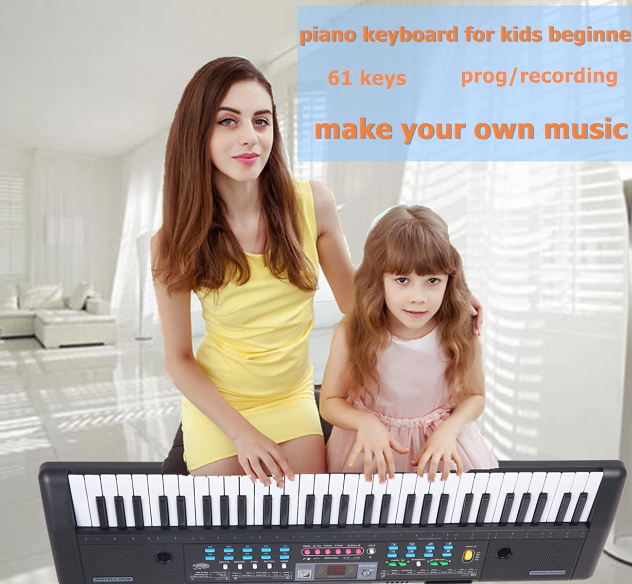 SEMART keyboard piano 61 key electric piano digital w/stand microphone electronic keyboards musical toy gifts for kids beginners