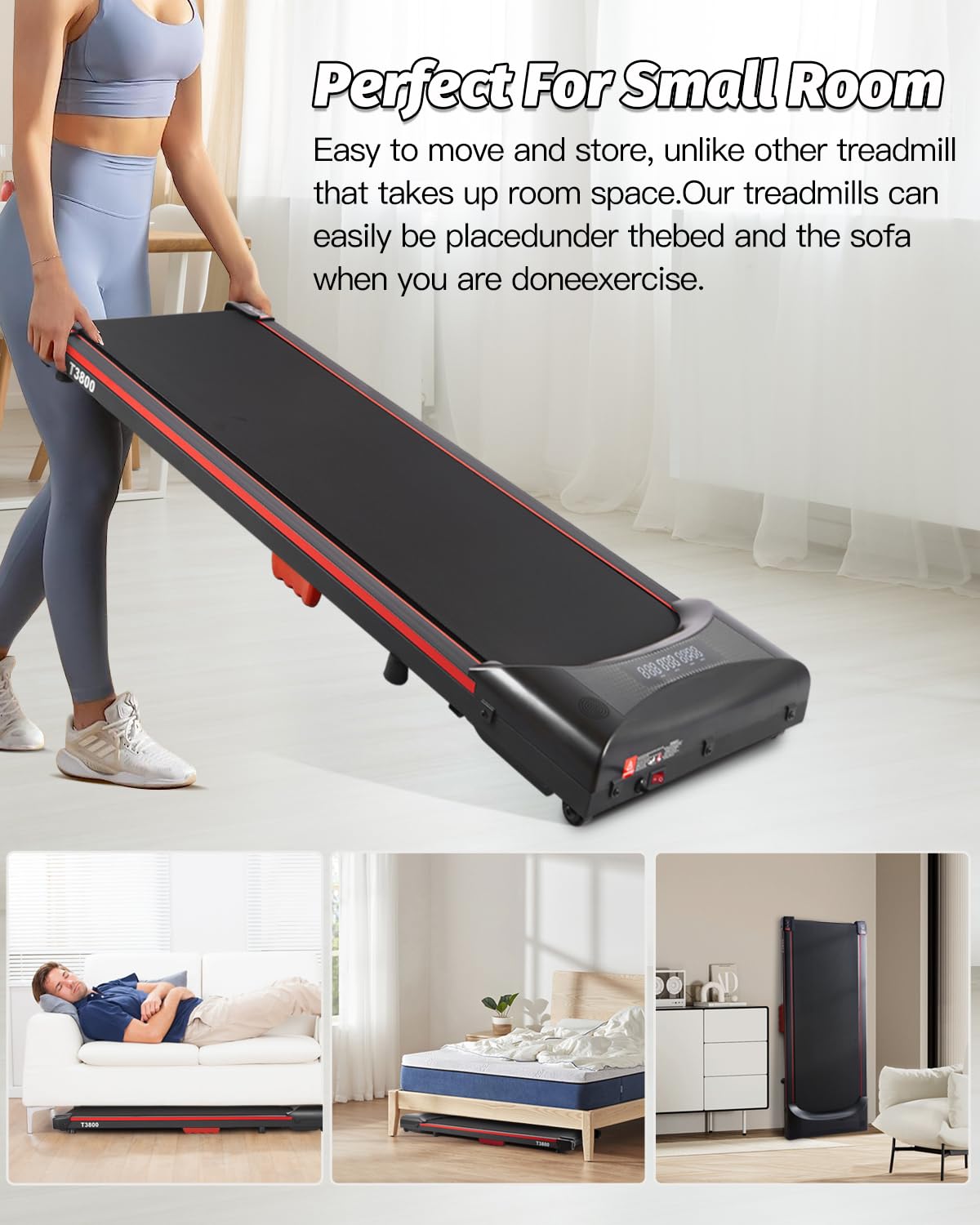 Walking Pad Treadmill with Incline,3 in 1 Under Desk Treadmill Walking Pad with Removable Desk Workstation Treadmill for Home Small Office with LED Display Wristband Remote Control