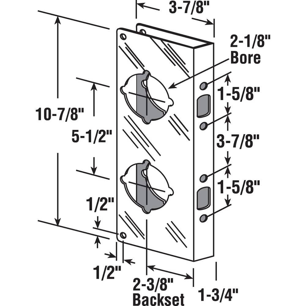 Prime-Line U 10750 Brass Lock and Door Reinforcement Plate for 1-3/4 In. Thick Doors, Bronze Finish (Single Pack)