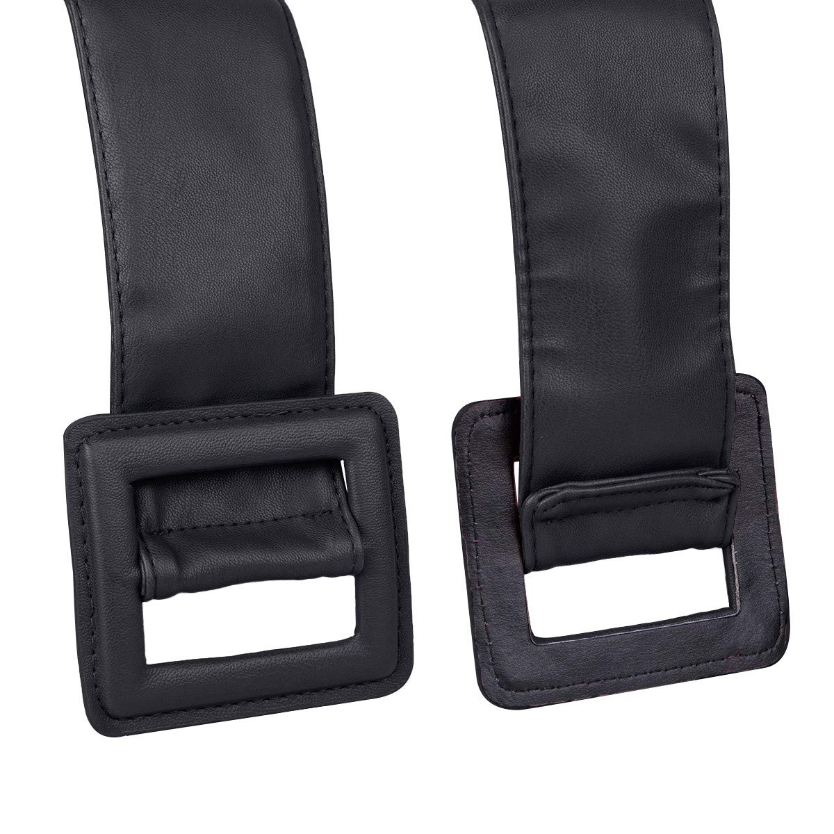 Samtree Adjustable Waist Dress Belt for Women, Solid Color Polyester Square Buckle Cinch Belts for Dress, Black