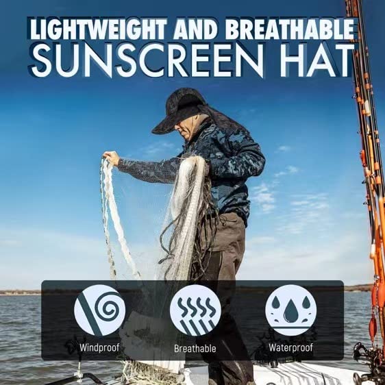 Outdoor Sun Hat for Men with 50+ UPF Protection Safari Cap Wide Brim Fishing Hat with Neck Flap, for Dad… Camouflage