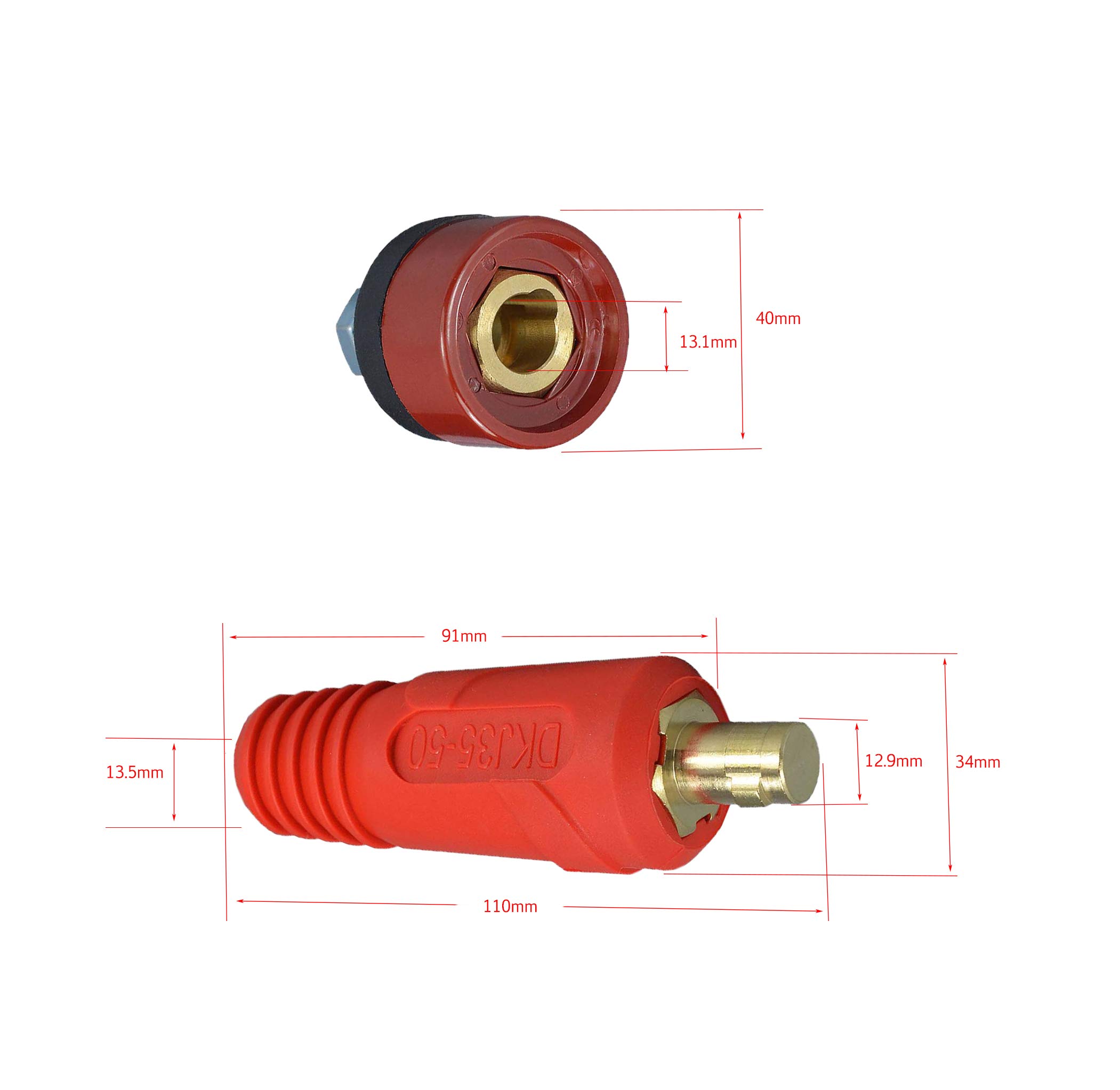 RIVERWELD TIG Welding Cable Panel Connector-plug DKJ35-50 DKZ35-50 Dinse Quick Fitting 315Amp 4pcs