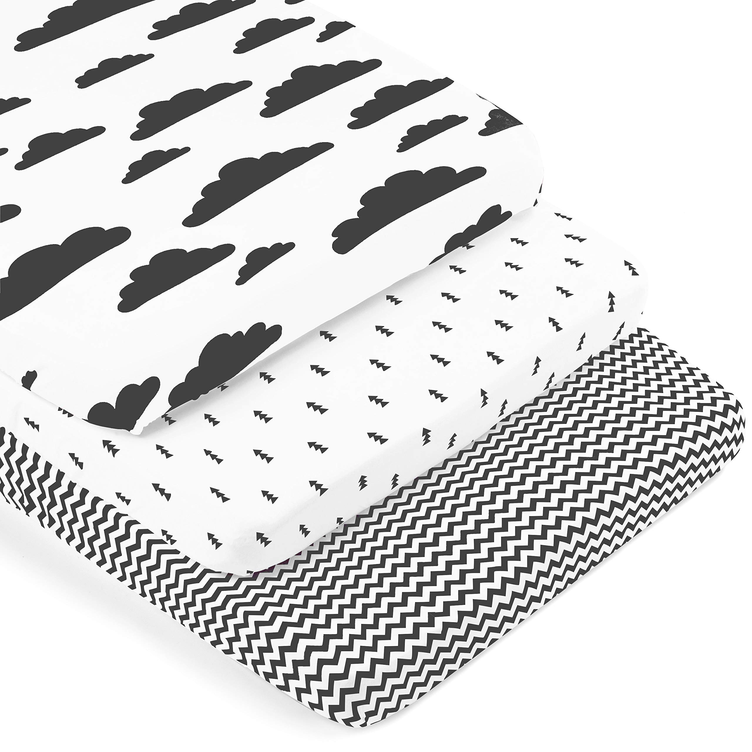 Pack n Play Sheets – Premium Pack and Play Sheets 4 Pack – 100% Super Soft Jersey Knit Cotton Playard Mattress Portable Playpen Sheet – Fitted Play Yard Mini Crib Sheets for Boy & Girl (24 x 38 x 5)