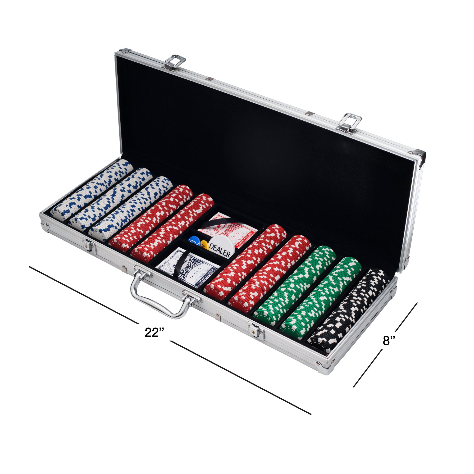 Poker Chip Set - 11.5g Poker Set with Cards, Buttons, Carrying Case, and 500 Poker Chips for Texas Hold'em and Blackjack Games by Trademark Poker