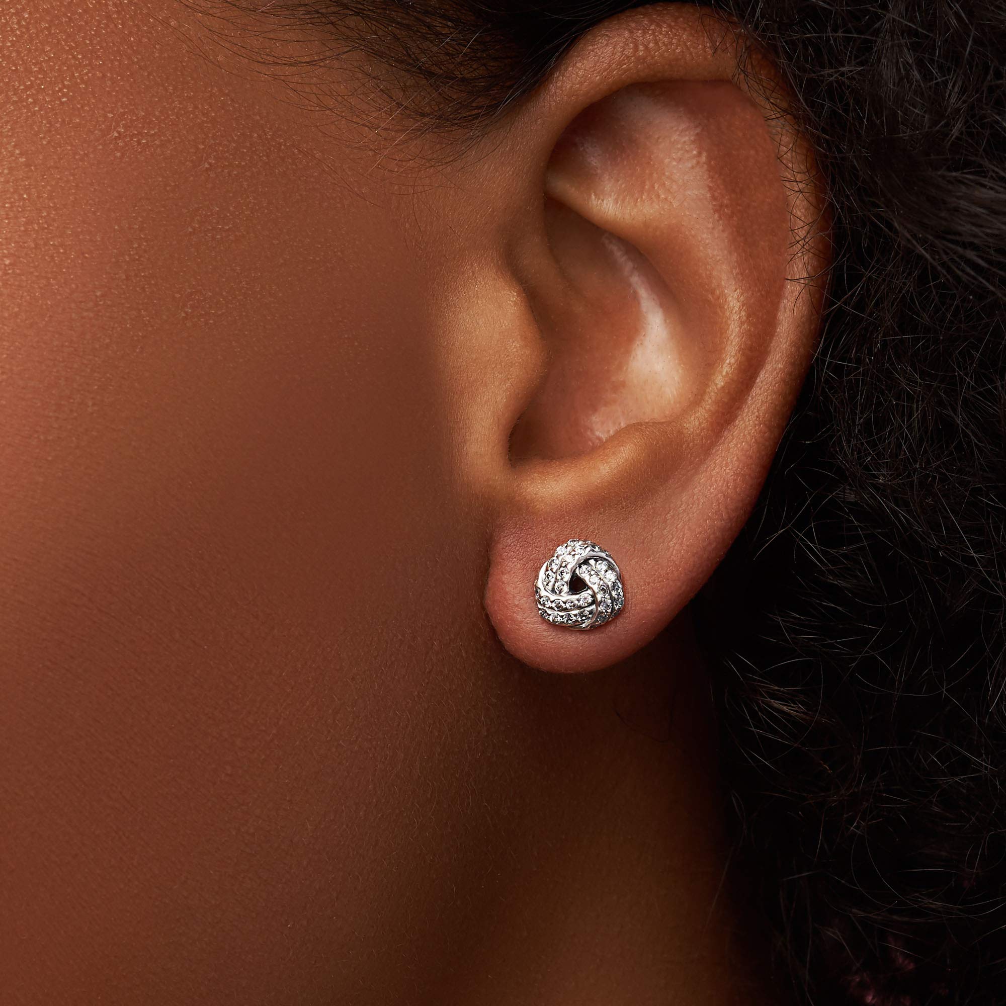 Pandora Jewelry Shimmering Knot Stud Cubic Zirconia Earrings in Sterling Silver