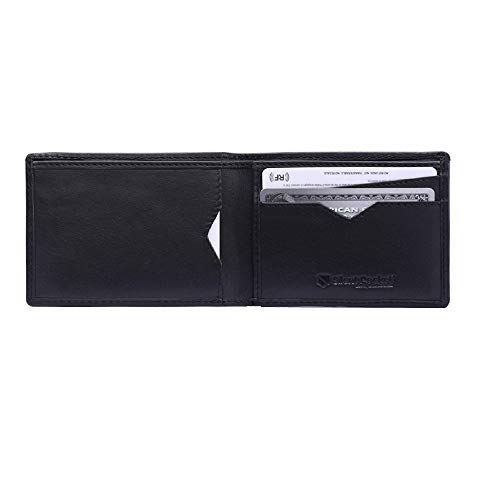 SLNT Napa Leather RFID & NFC Signal Blocking Slim Wallet - Secure Your Information, Prevent Hacking & Identity Theft - 4 Card Slots & Center Money Pocket - Sleek Profile, Great for Travel (Jet Black)
