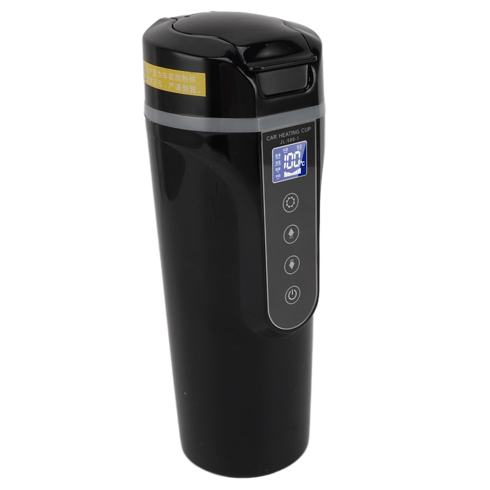 Portable Car Heating Cup,500ml Intelligent Screen Display Car Electric Kettle, Car Electric Hot Water Mug Portable Car Heating Cup 12V 24V (Black)