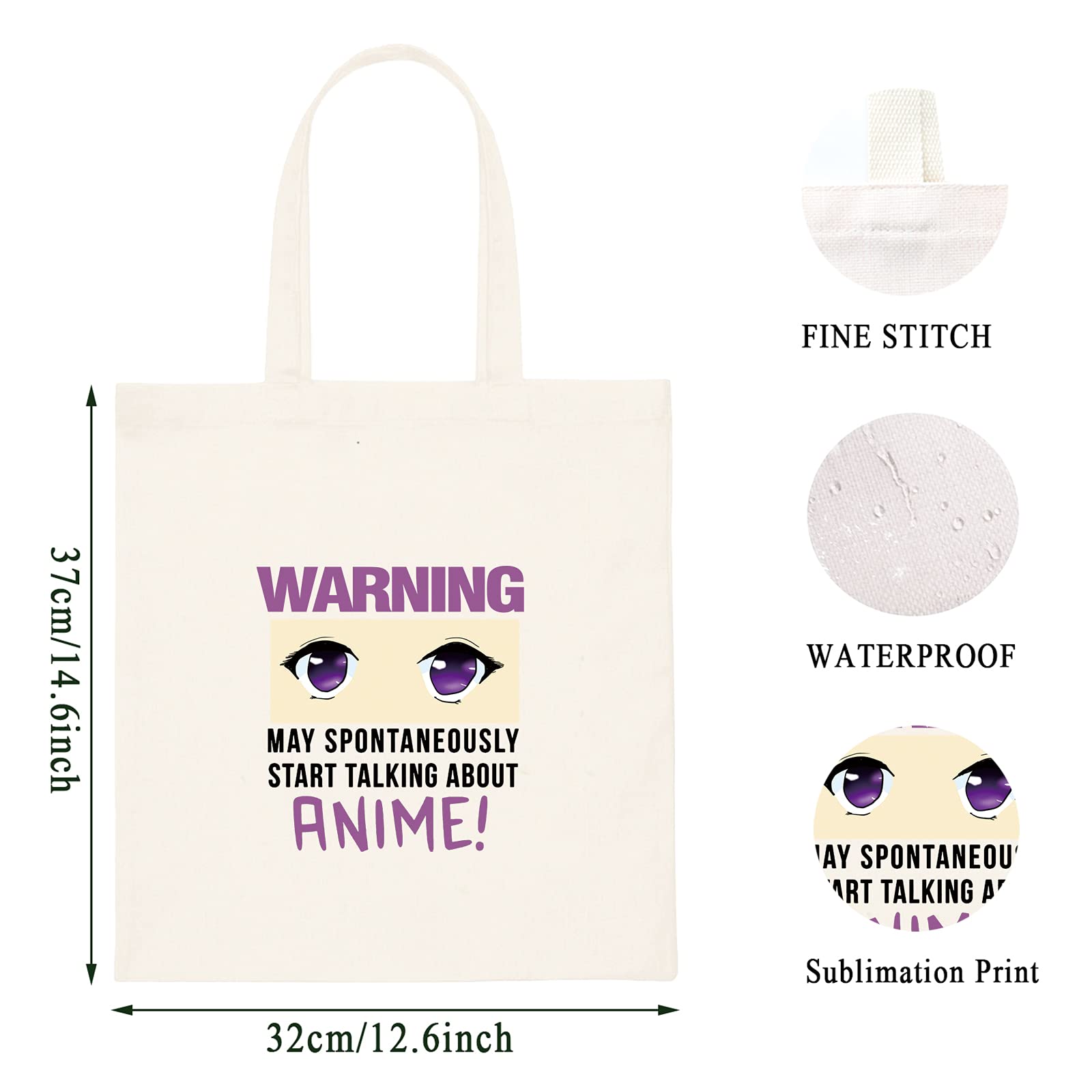 WCGXKO Anime Lover Gift Warning May Spontaneously Start Talking About Anime Tote Bag For Anime Fans (Talking About Anime2)