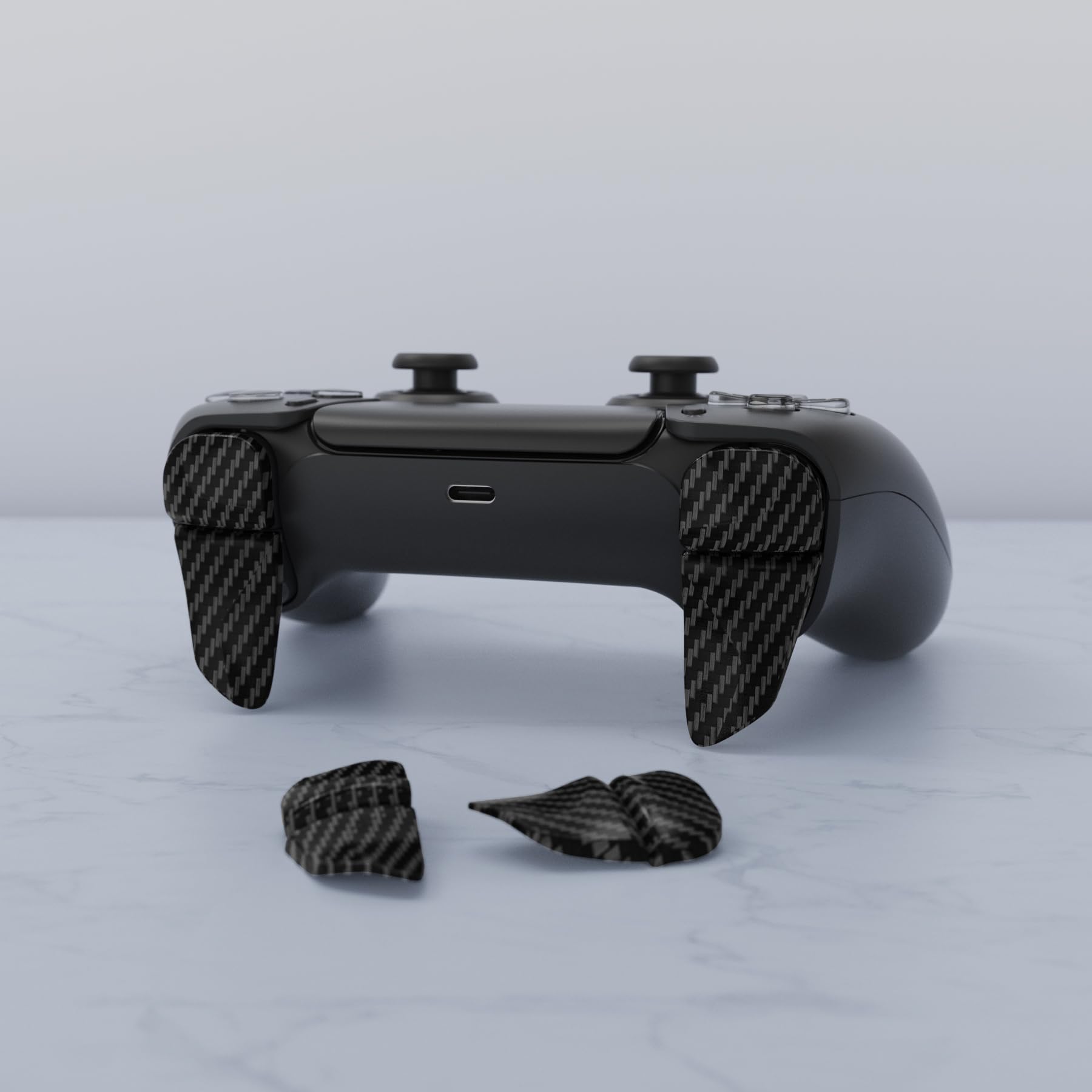 PlayVital Blade 2 Pairs Shoulder Buttons Extension Triggers for ps5 Controller, Game Improvement Adjusters for PS Portal Remote Player, Bumper Trigger Extenders for ps5 Edge - Graphite Carbon Fiber