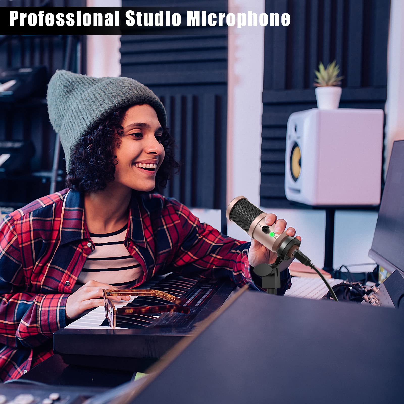 Venoro USB Microphone,Plug & Play Podcast Microphone,Condenser Recording PC Microphone,Noise Cancelling Gaming Mic for Streaming Broadcast,Studio Vocals,YouTube,Compatible for Computer and Laptop