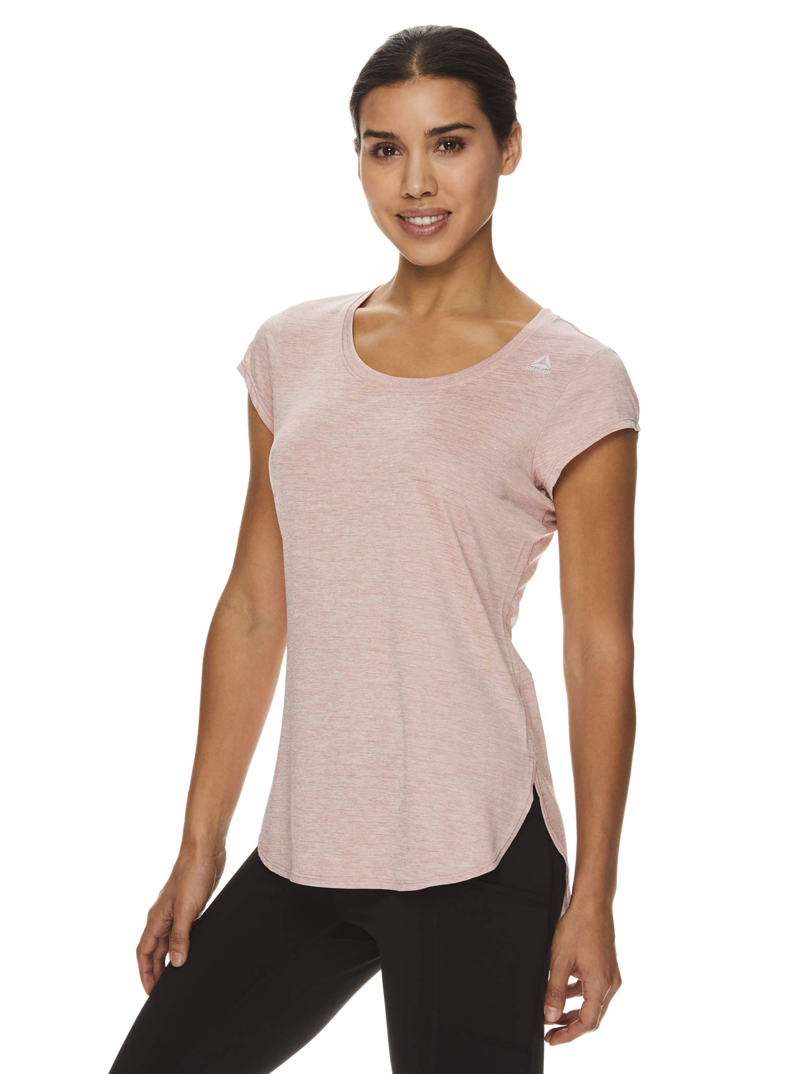 Reebok Women's Legend Running & Gym T-Shirt - Performance Short Sleeve Workout Clothes for Women - Pale Mauve Heather Legend Pink, Medium