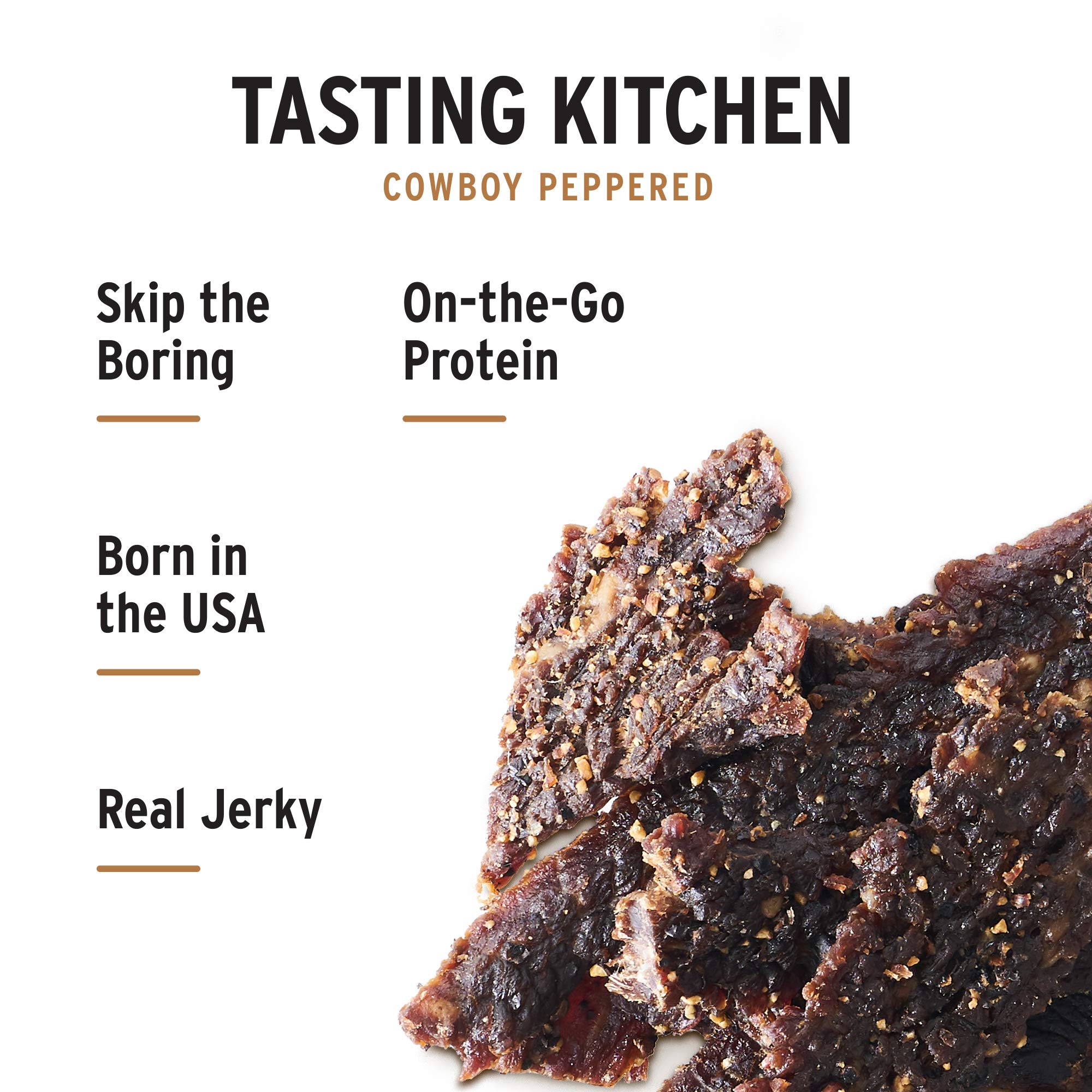 People's Choice Beef Jerky - Tasting Kitchen - Cowboy Peppered Beef Jerky - Camping Food, Backpacking Snacks, Road Trip Snacks - High Protein Low Sodium Healthy Snacks - 1 Pound, 16 oz - 1 Bag