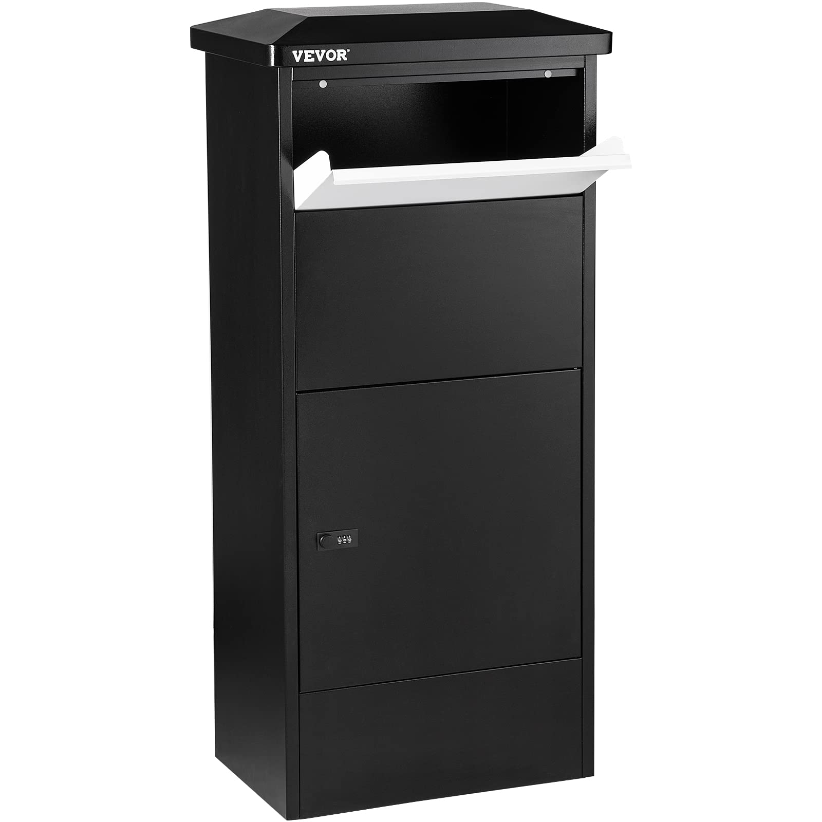 VEVOR Package Delivery Box, 18.9'' x 12'' x 44'', Galvanized Steel Parcel Mail Drop Box w/Code Lock & Mounting Hardware, for Outdoor Porch, Curbside, Large