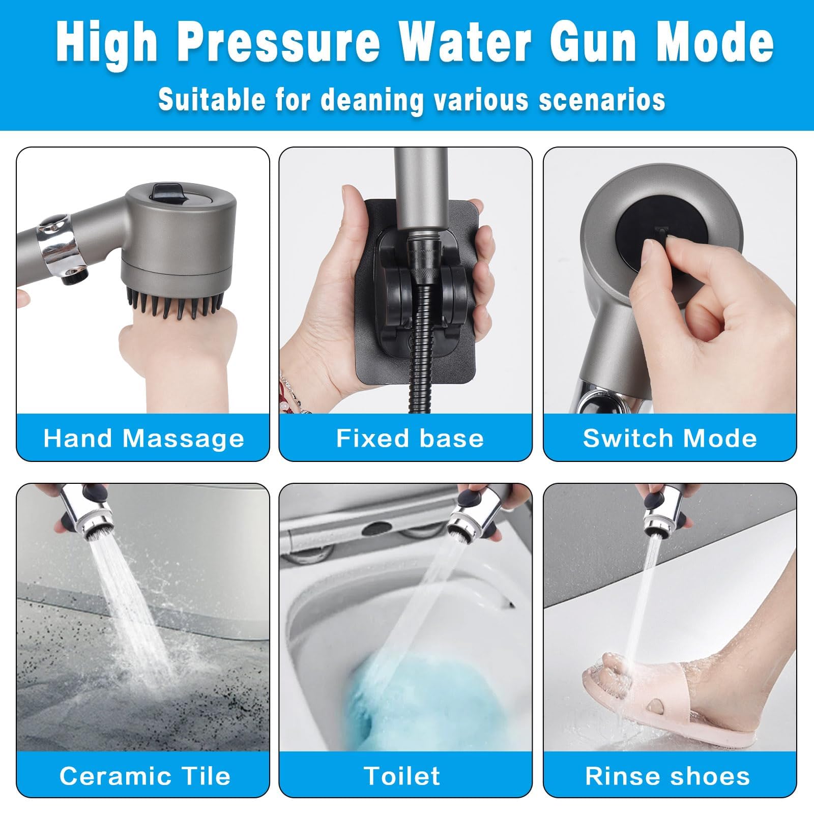Shower heads with handheld spray combo,High pressure shower heads,Shower head filters,3 Modes Filtered shower head with hose 60'',Bracket,Rubber Washers,Apartment must haves
