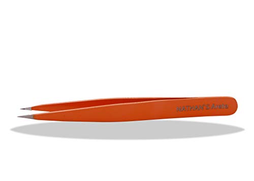 Pointed Tweezers for Eyebrows - Stainless Steel Professional pointed for Splinters, Ticks & Glass Removal - For Ingrown Hair 3.9" by NATHAN’S Arete'