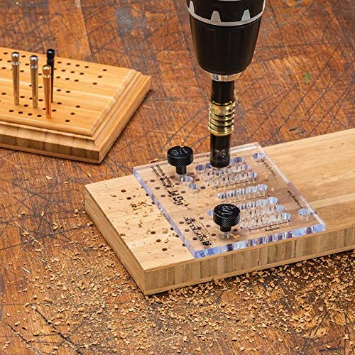 Small Cribbage Board Templates (3 Players, Straight Track) - Woodworking Kit w/ 1/8'' Self-Centering Drill Bit, 1/8'' Indexing Pins β Thick Acrylic Cribbage Board Game Set