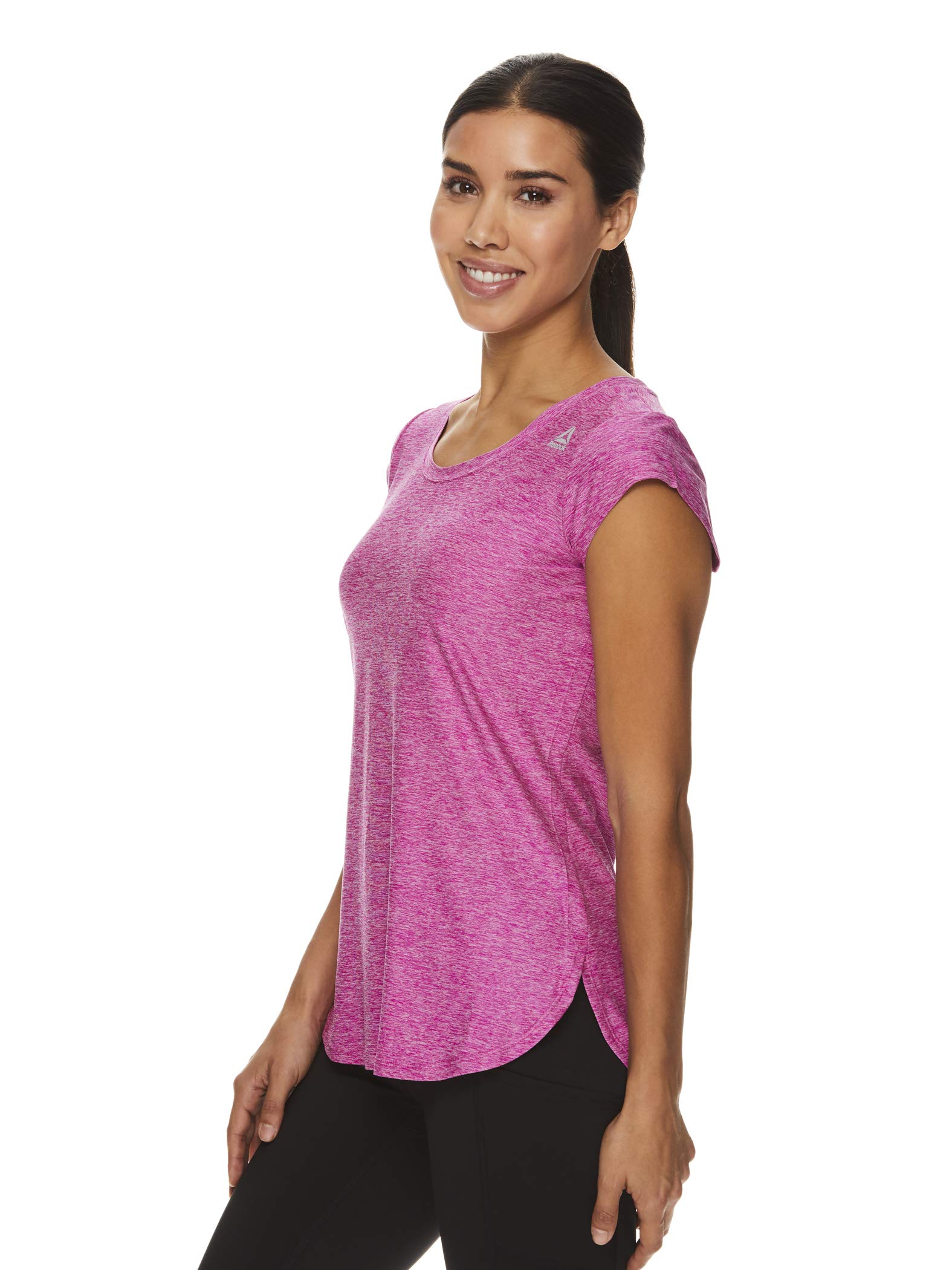 Reebok Women's Legend Running & Gym T-Shirt - Performance Short Sleeve Workout Clothes for Women - Fuchsia Shock Heather Legend Pink, Large