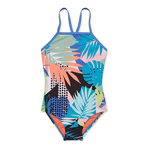 Speedo Women's Standard Swimsuit One Piece Endurance X Back Printed, Black/Turquoise, 32