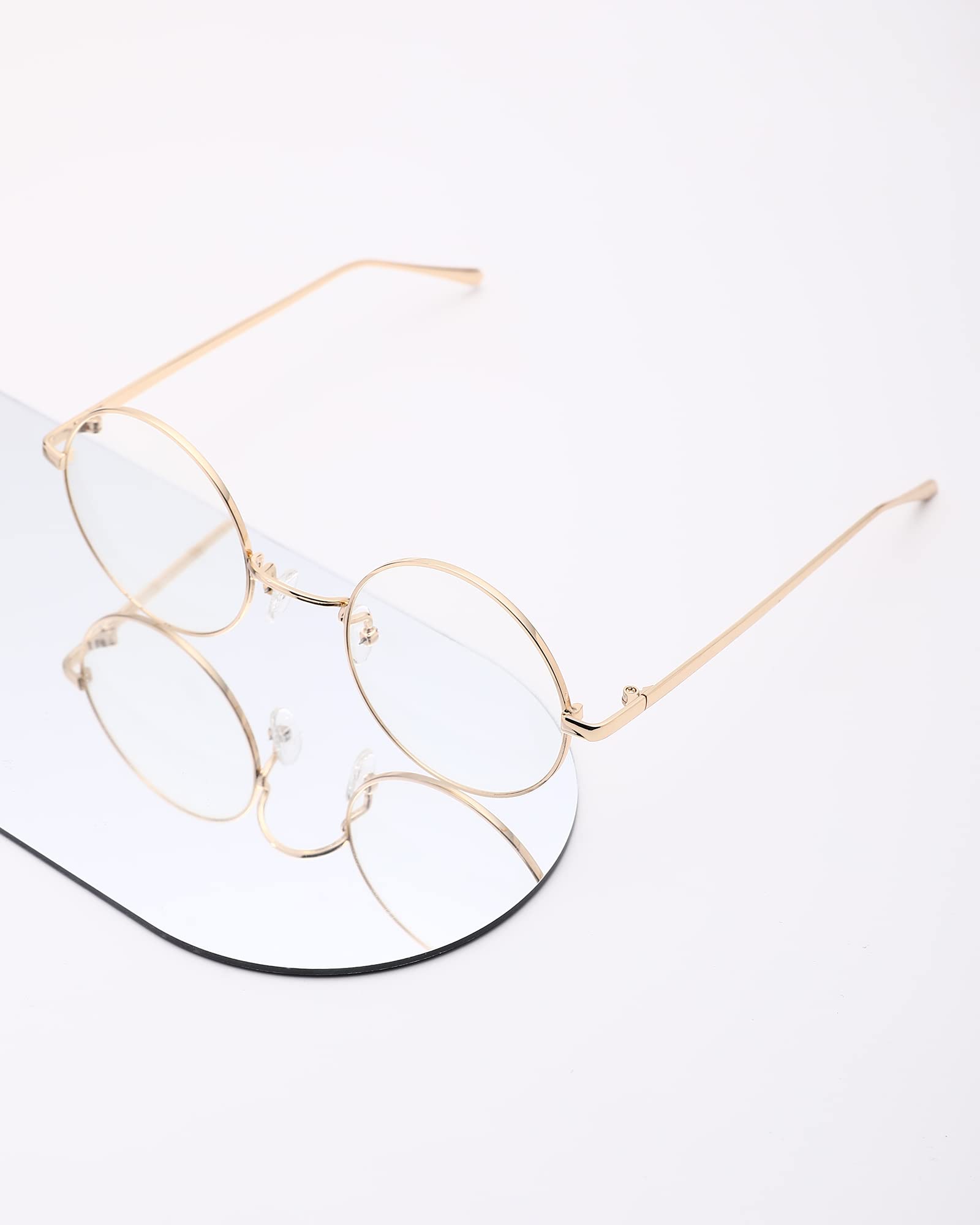 Pro Acme Retro Round Metal Frame Clear Lens Glasses Non-Prescription(Gold Frame/Clear Lens)