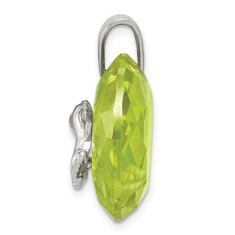 Sterling Silver Rhodium-plated Green CZ Frog Pendant QQP1014
