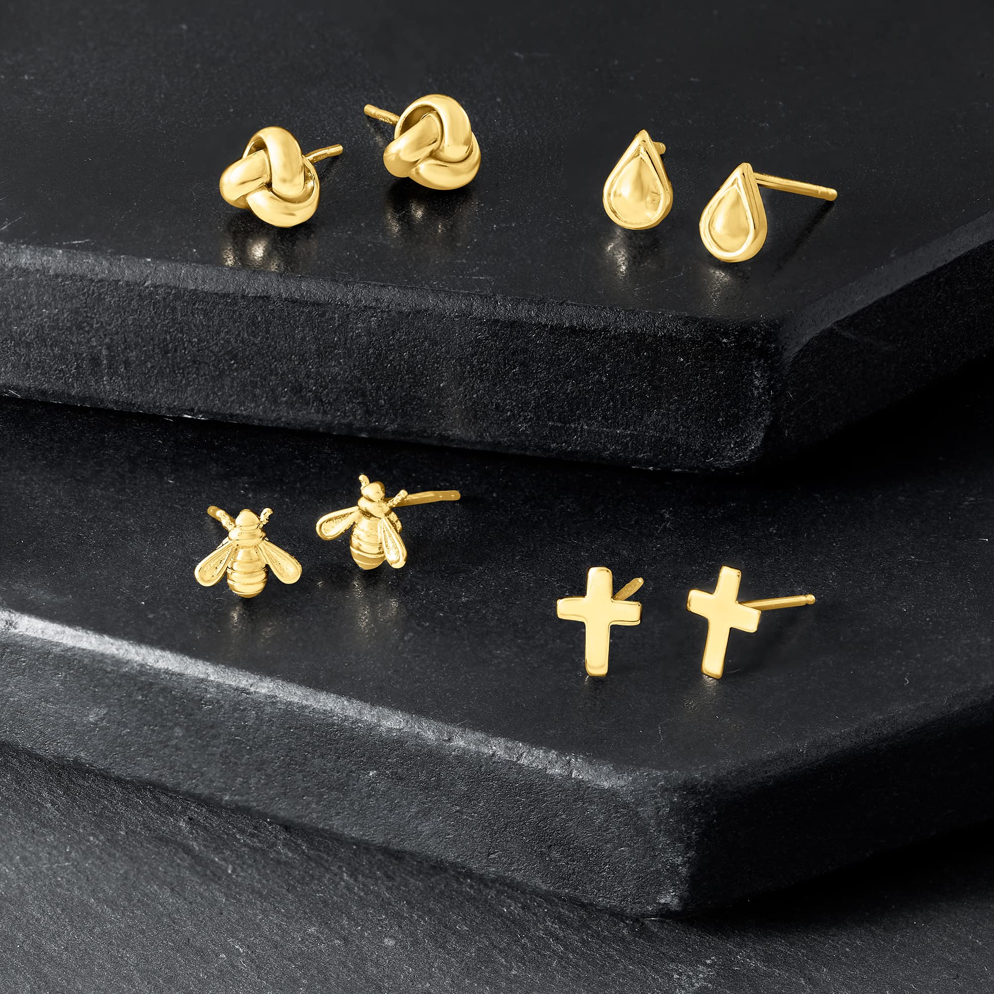 RS Pure by Ross-Simons 14kt Yellow Gold Love Knot Stud Earrings