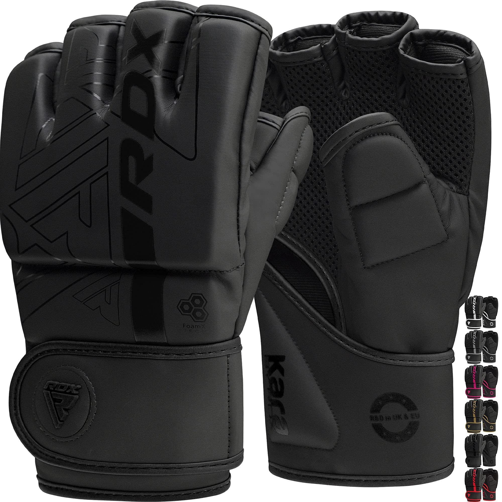 RDX MMA Gloves Grappling Sparring, Pre-Curved Mixed Martial Arts Mitts Men Women Boxing Gloves, Maya Hide Leather Kara Cage Fighting Workout, Combat Sports Training, Muay Thai, Punching Bag Kickboxing