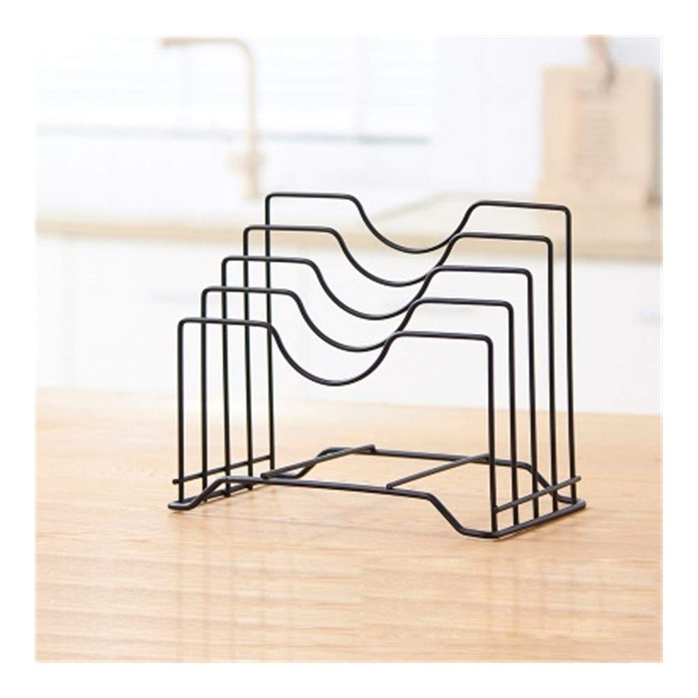 Pot Lid Holder Stainless Steel Pan Pot Cover Lid Rack Stand Spoon Holder Stove Organizer Storage Soup Spoon Rests Kitchen (Color : Black)